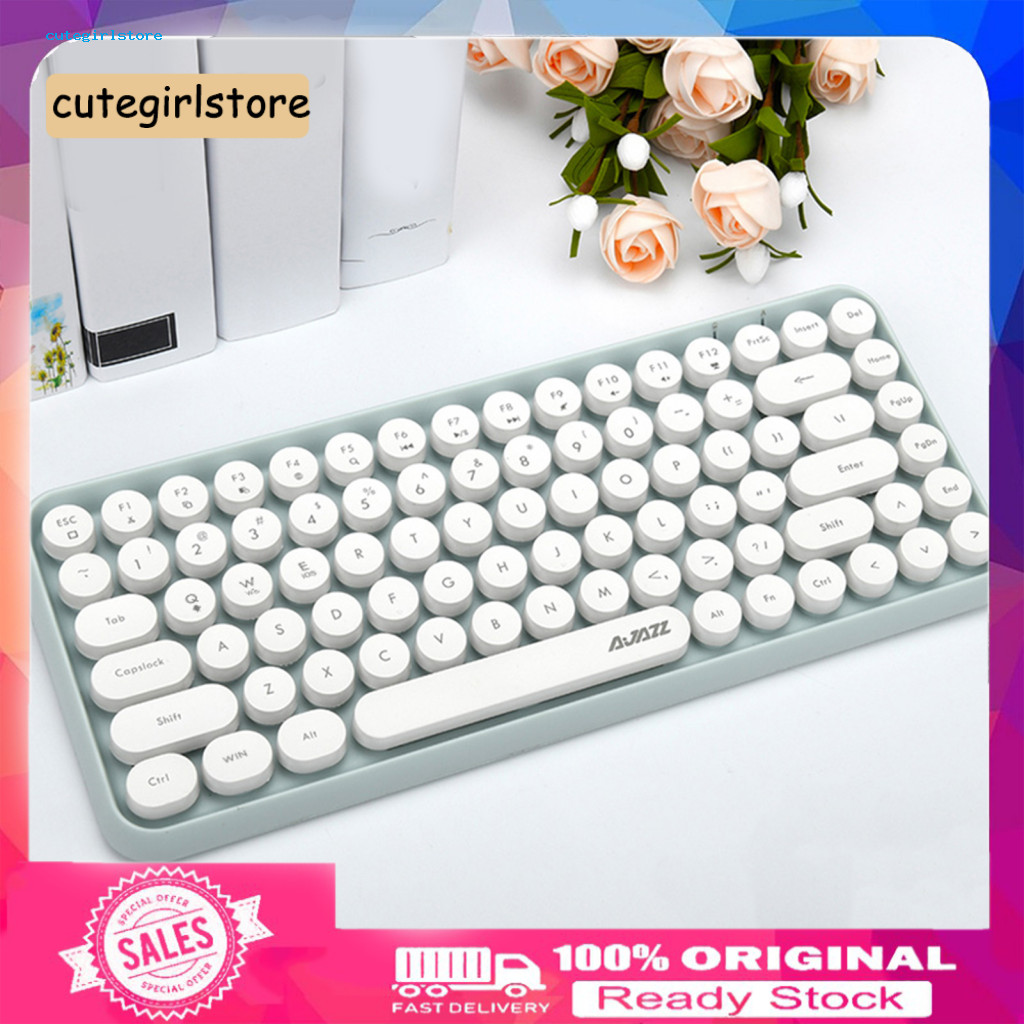 Cute_ AJAZZ Lightweight Bluetooth-compatible Keyboard for Laptop Round ...
