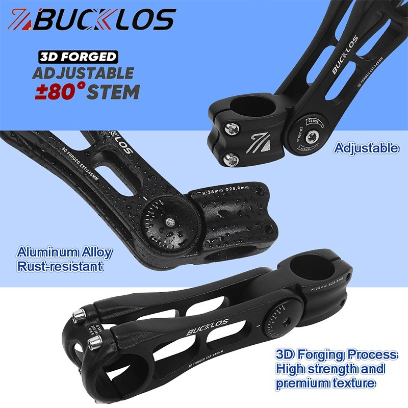 BUCKLOS Bicycle Stem Adjustable Riser Stem Aluminum Alloy 3D Forging ...