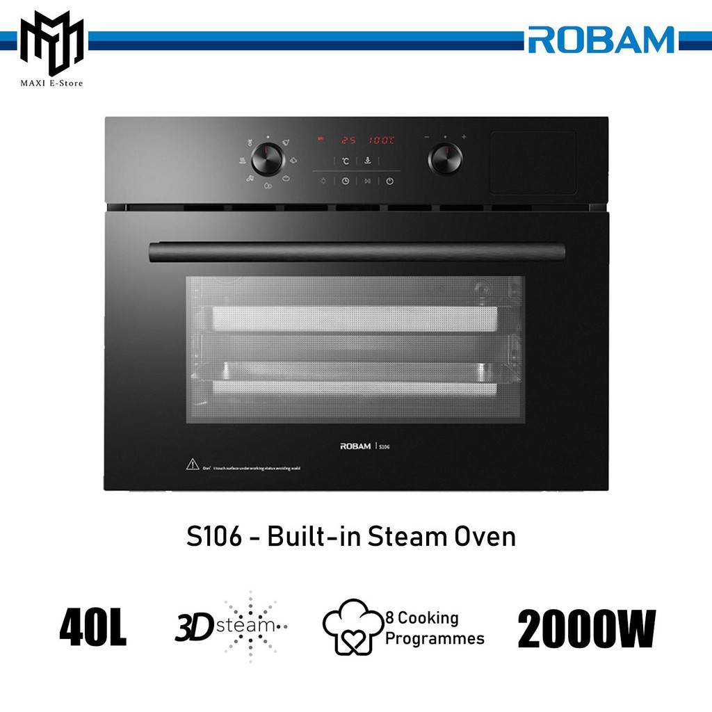 Robam S106 40L Built-in Steam Oven with 3D Steaming Technology & 8 Cooking Program 2000W ...