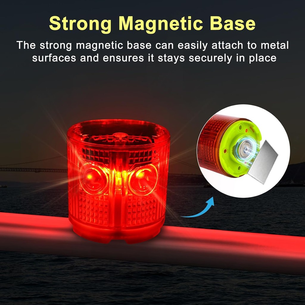 Solar Strobe Warning Light, Strong Magnetic Base Flashing Construction ...