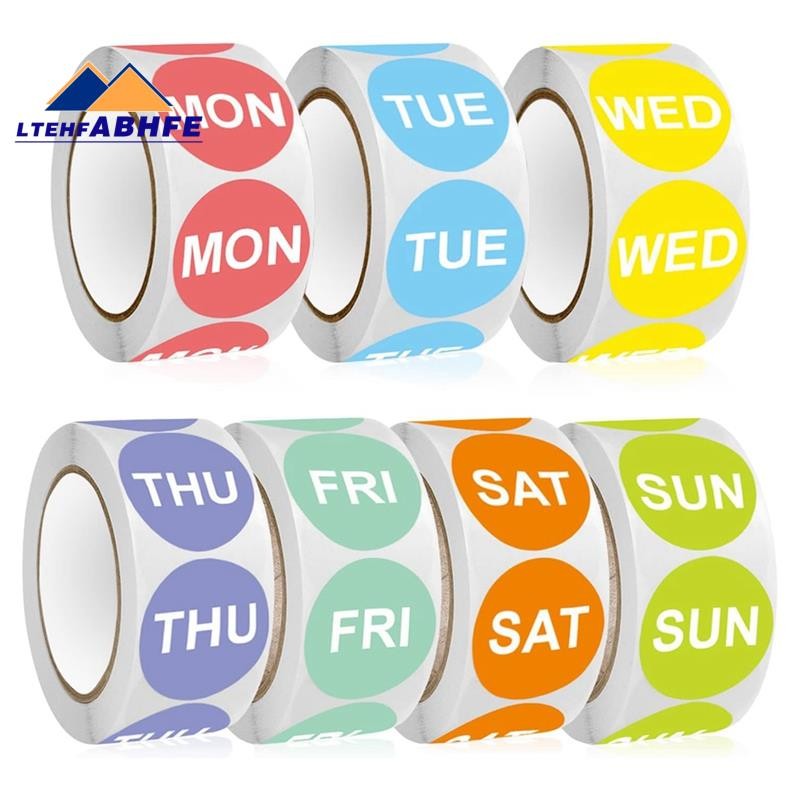 7 Day of the Week Sticker,1 Inch Round Day Dot Food Rotation Labels ...