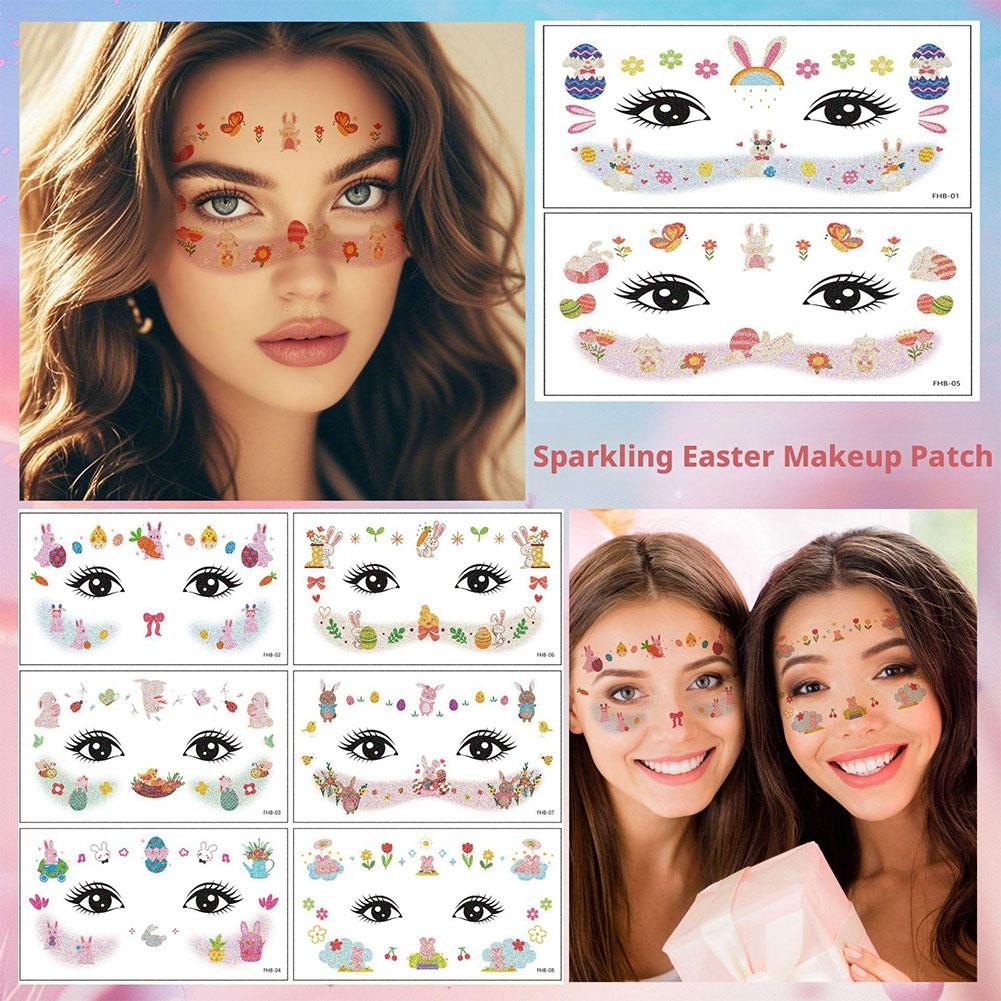 2025 Glitter Makeup Face Sticker New Year's Day Easter Temporary ...