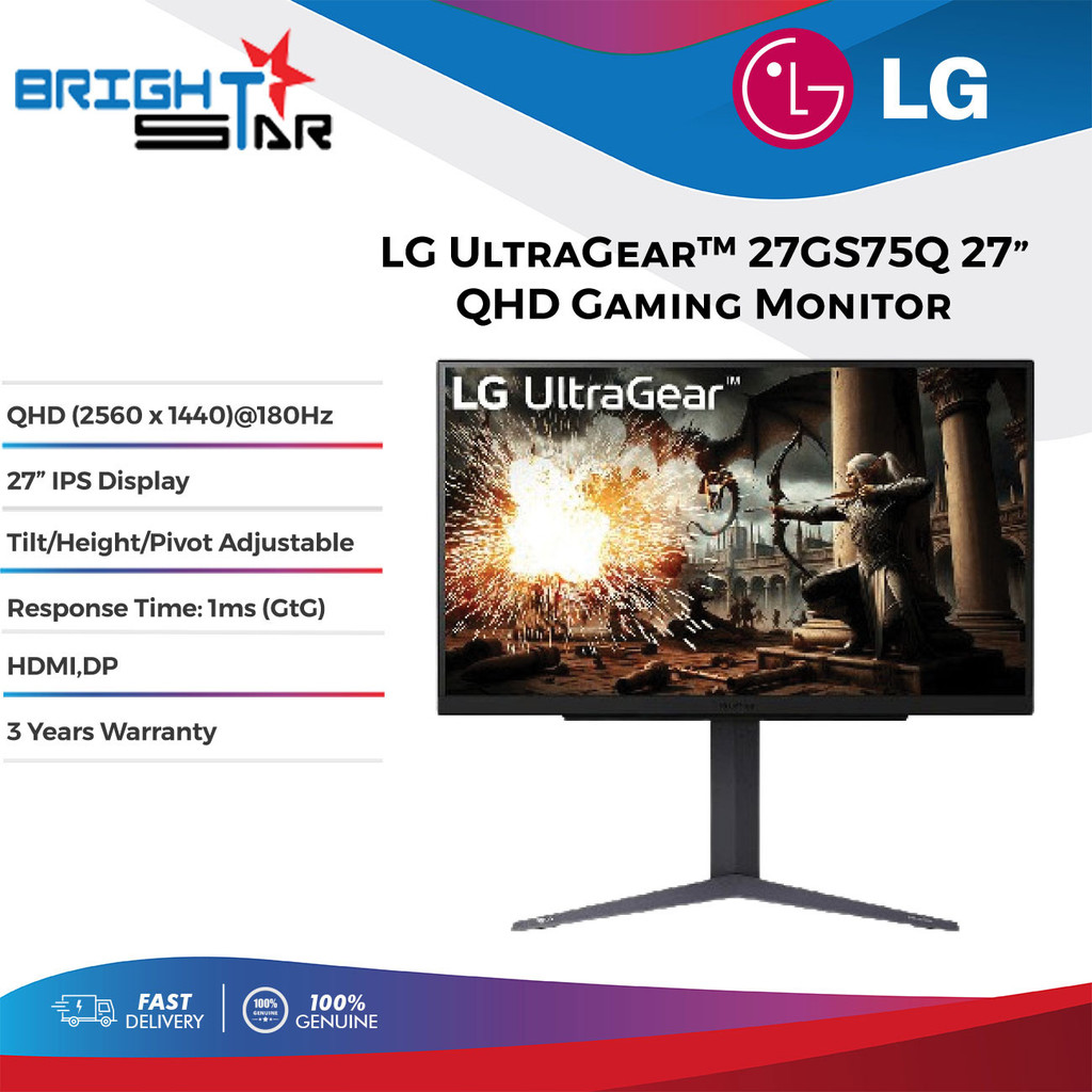 LG 27GS75Q 27'' UltraGear™ QHD 1ms 180Hz Monitor with NVIDIA® G-SYNC ...