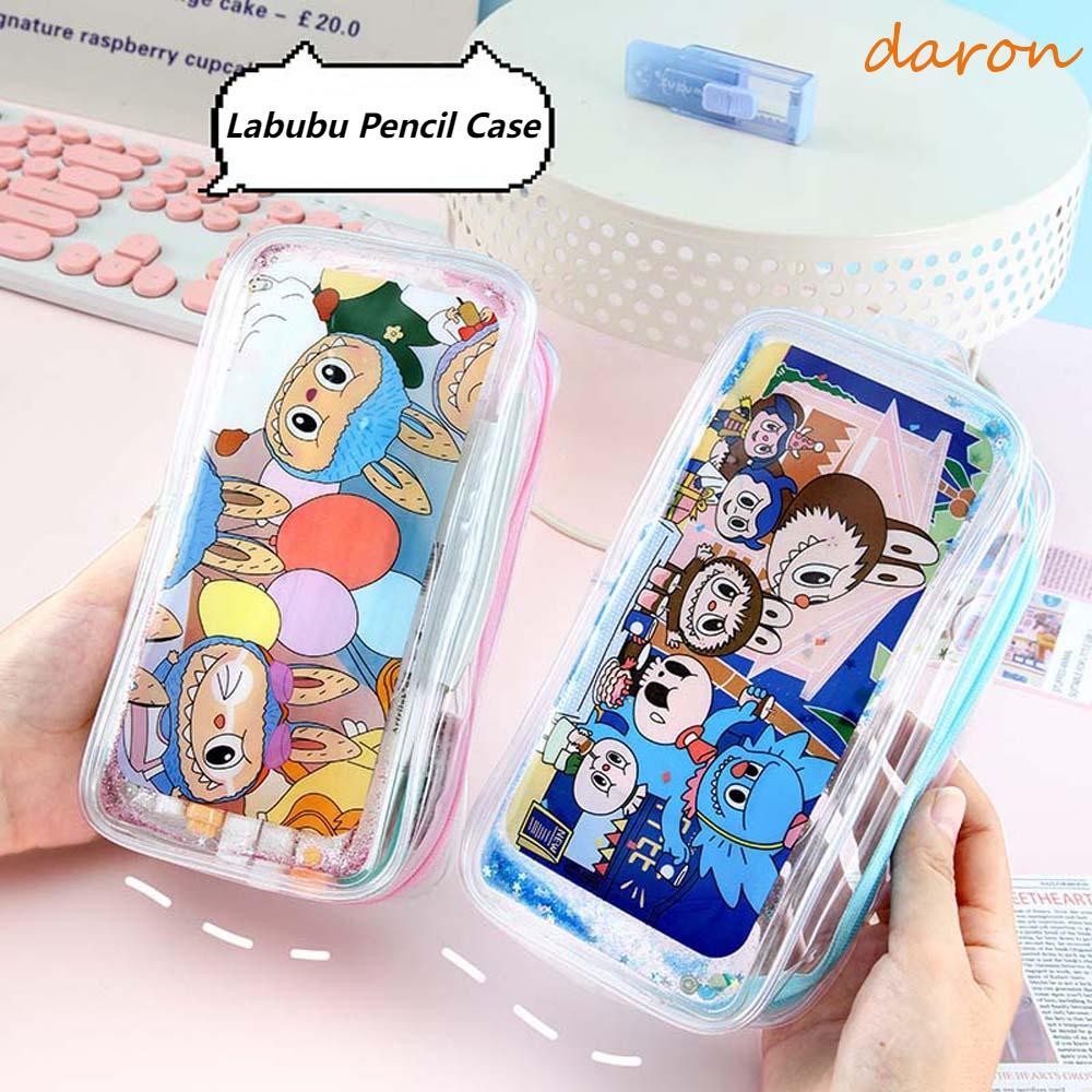 DARON 2 Styles Labubu Quicksand Pen Bag, Portable Cartoon Labubu PVC ...