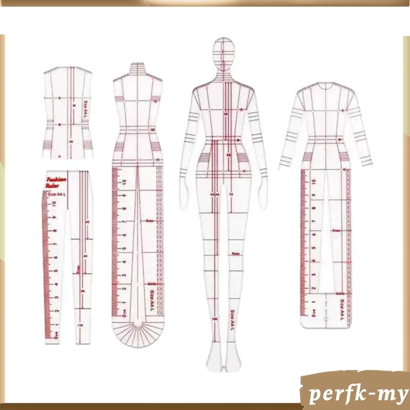 [PerfkMY] 4pcs Fashion Drawing Ruler Measuring Ruler Ruler Set Template ...