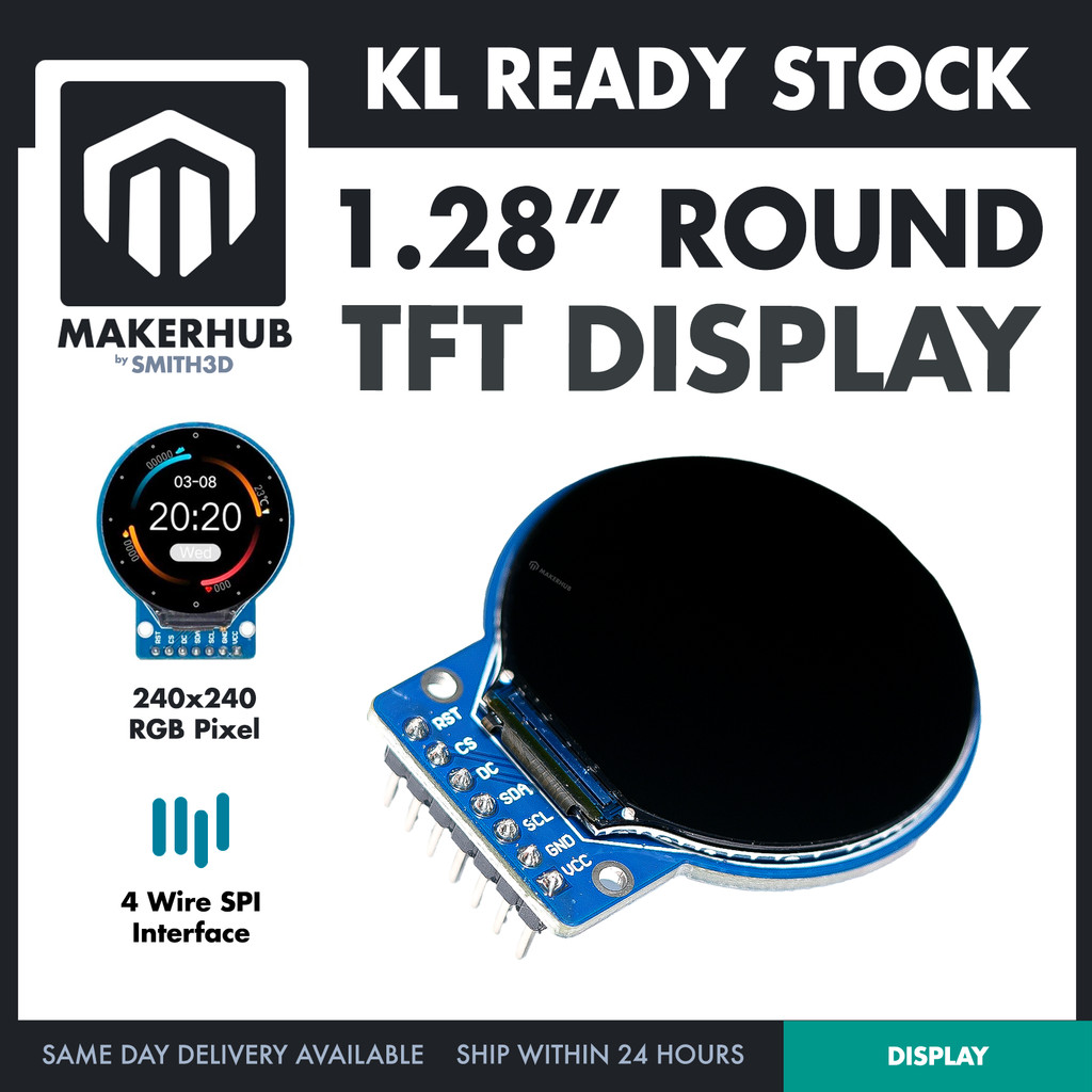1.28' Round TFT LCD Display Screen Module 240x240 Resolution GC9A01 ...