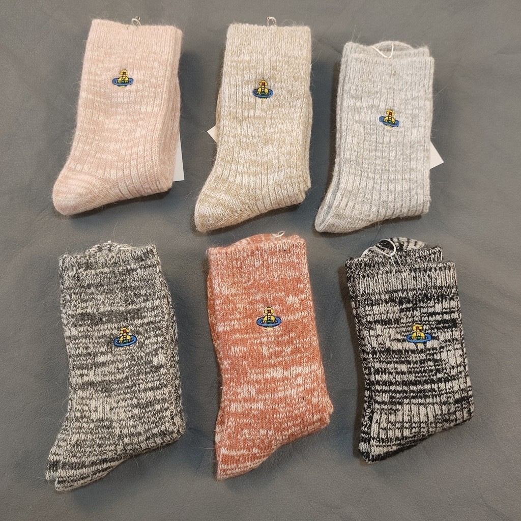 Vivienn'e Westwoo'd Middle Tube Socks Retro Double Needle Ladies Solid ...