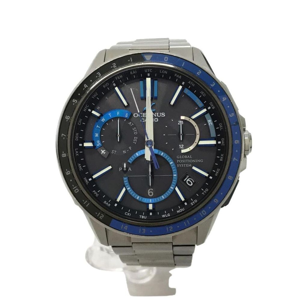CASIO Men's Watch Solar OCEANUS Analog Stainless Steel NVY SLV | Shopee ...