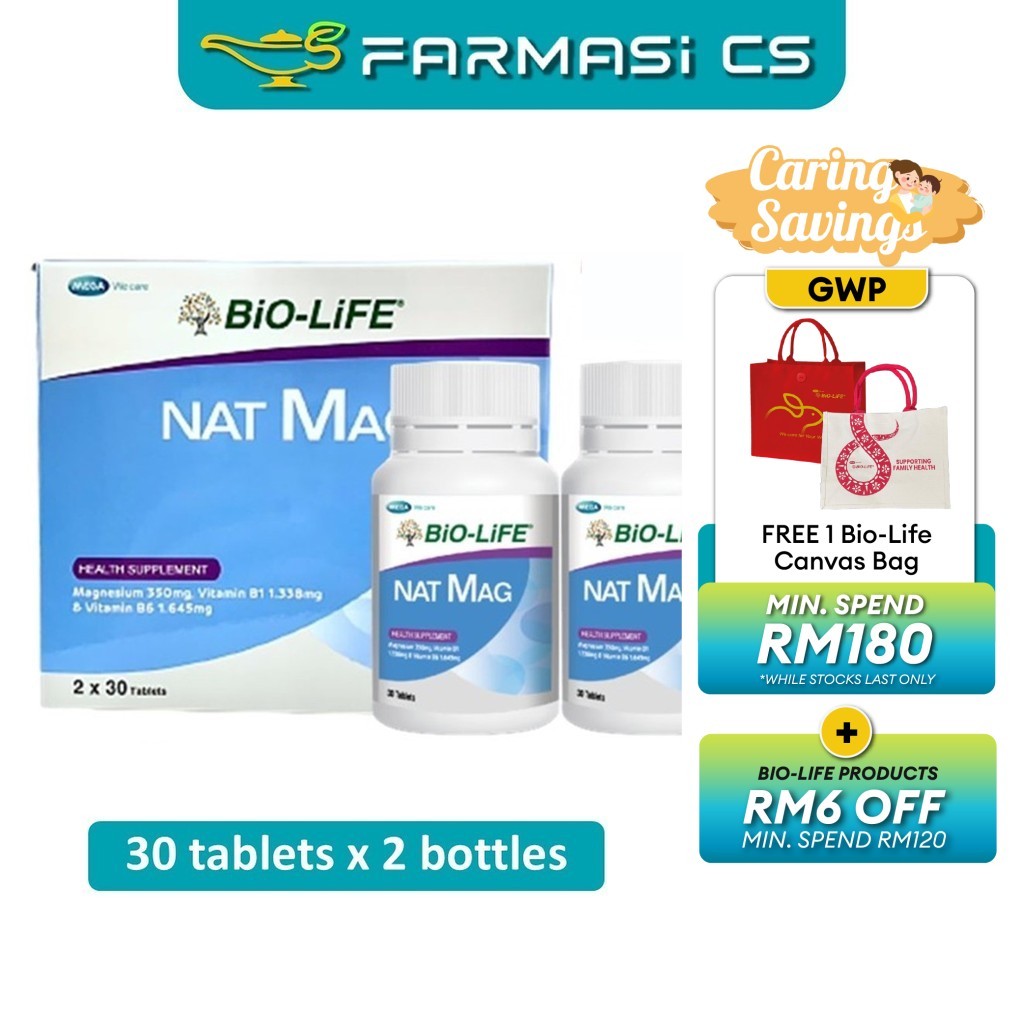 Clearance Bio-Life Nat Mag 30 Tablets x 2 Bottles(TWIN) EXP:11/2025 ...