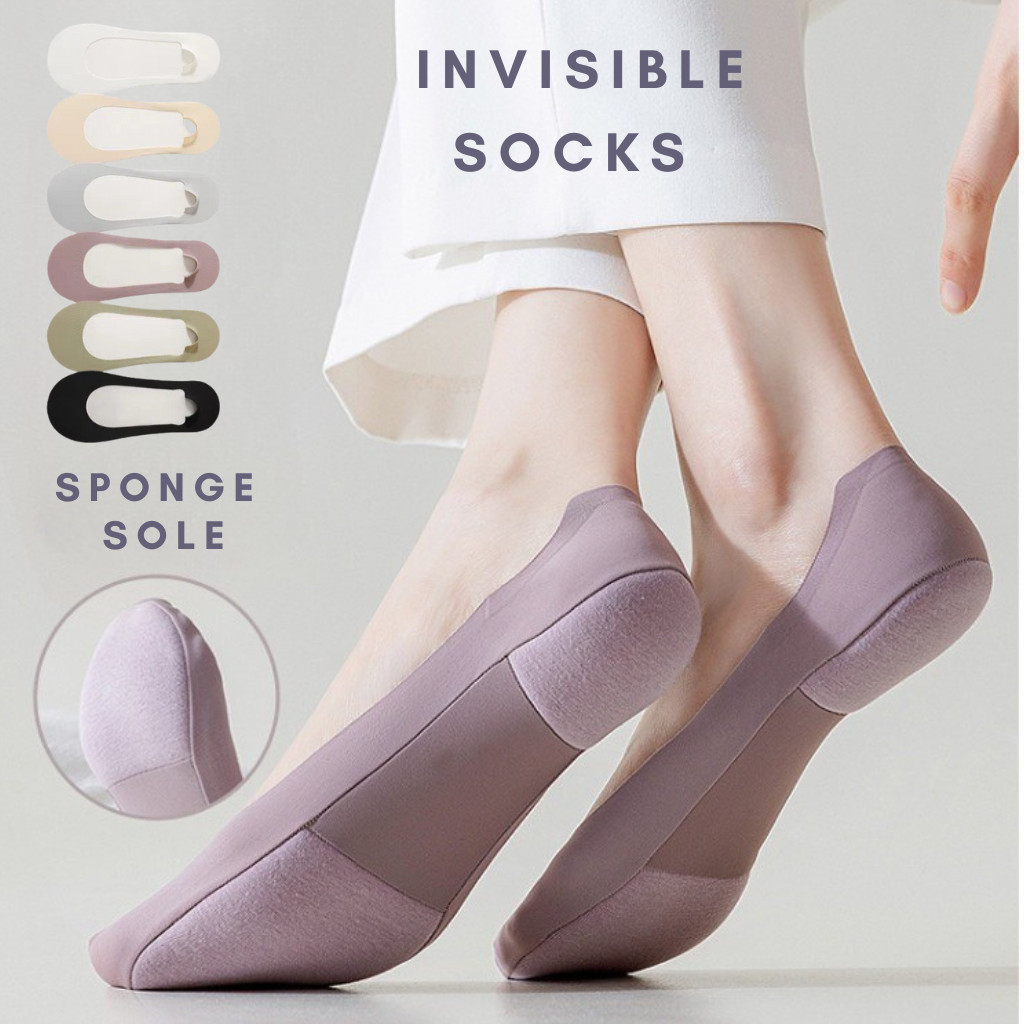 Ladies Thick Sponge Bottom Invisible Ice Silk Socks , Sweat Absorption ...