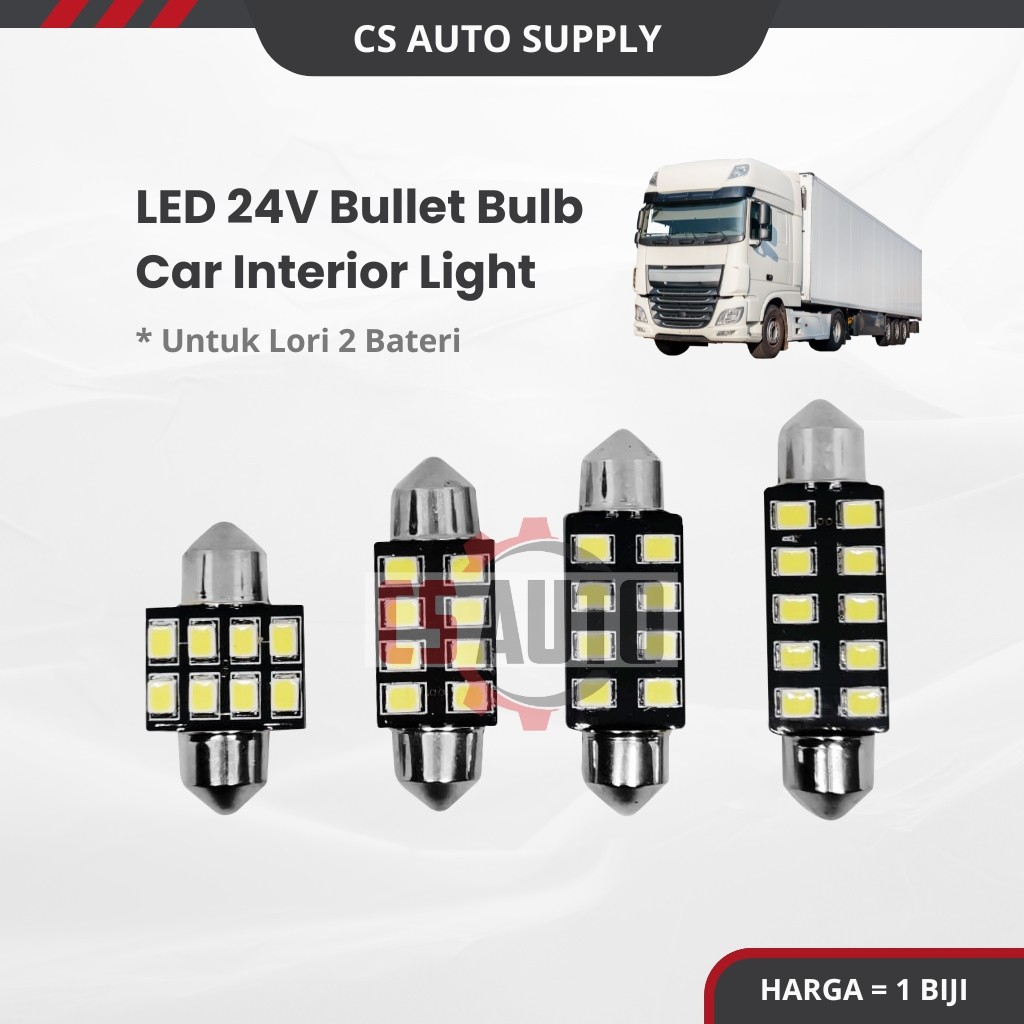 CS 1pc x Led 24V 31mm 36mm 39mm 41mm White Long light Bulb Bullet for ...