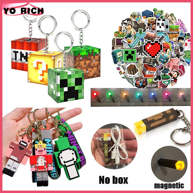 Pvc Building Minecraft Luminous Block Doll Keychains Minecraft Children ...