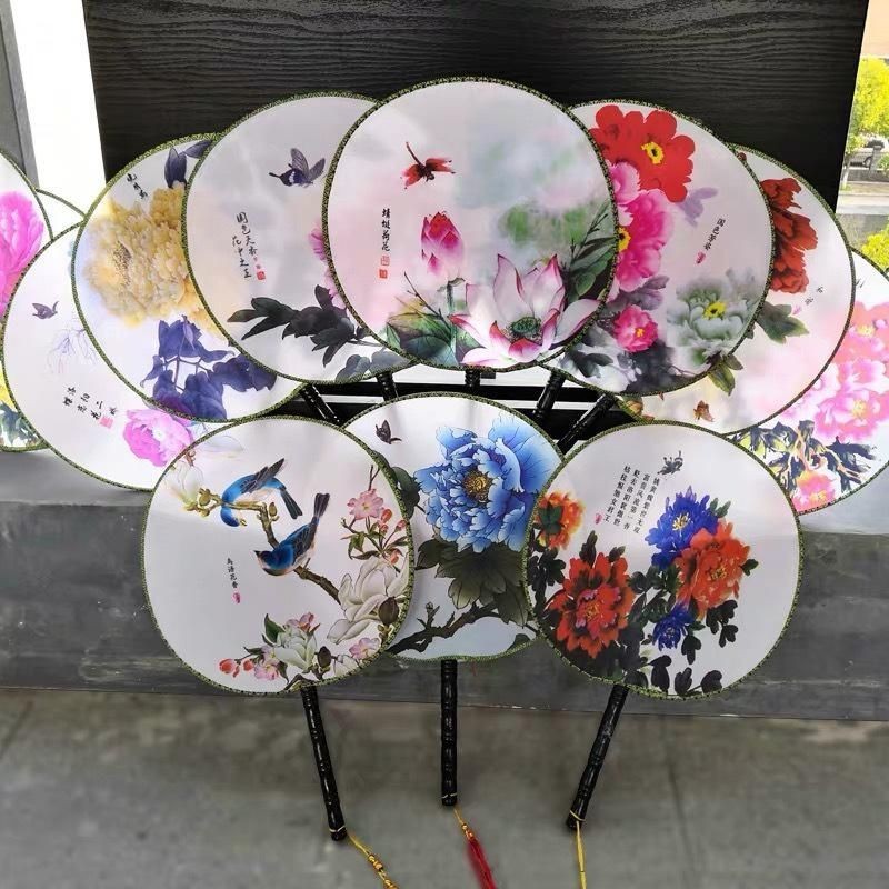 Ancient Style Character Single Side Fan Retro Style Palace Fan ...
