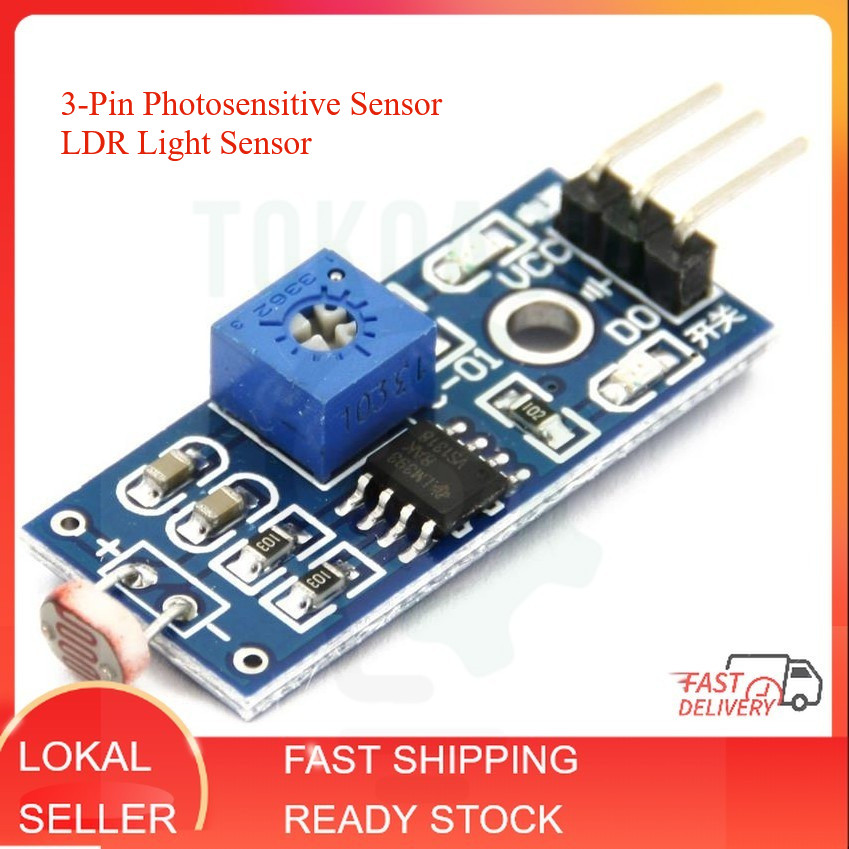 3-Pin Photosensitive Sensor Digital Light Detection Photoresistor LDR ...