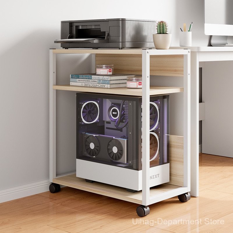 Floor Movable Desktop Host Office Multi-Layer Storage Rack Bookshelf ...