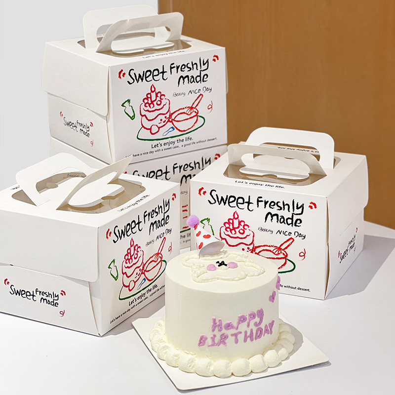 [Customization] [Packaging Box] Portable Cake Box Graffiti 13cm Cake ...