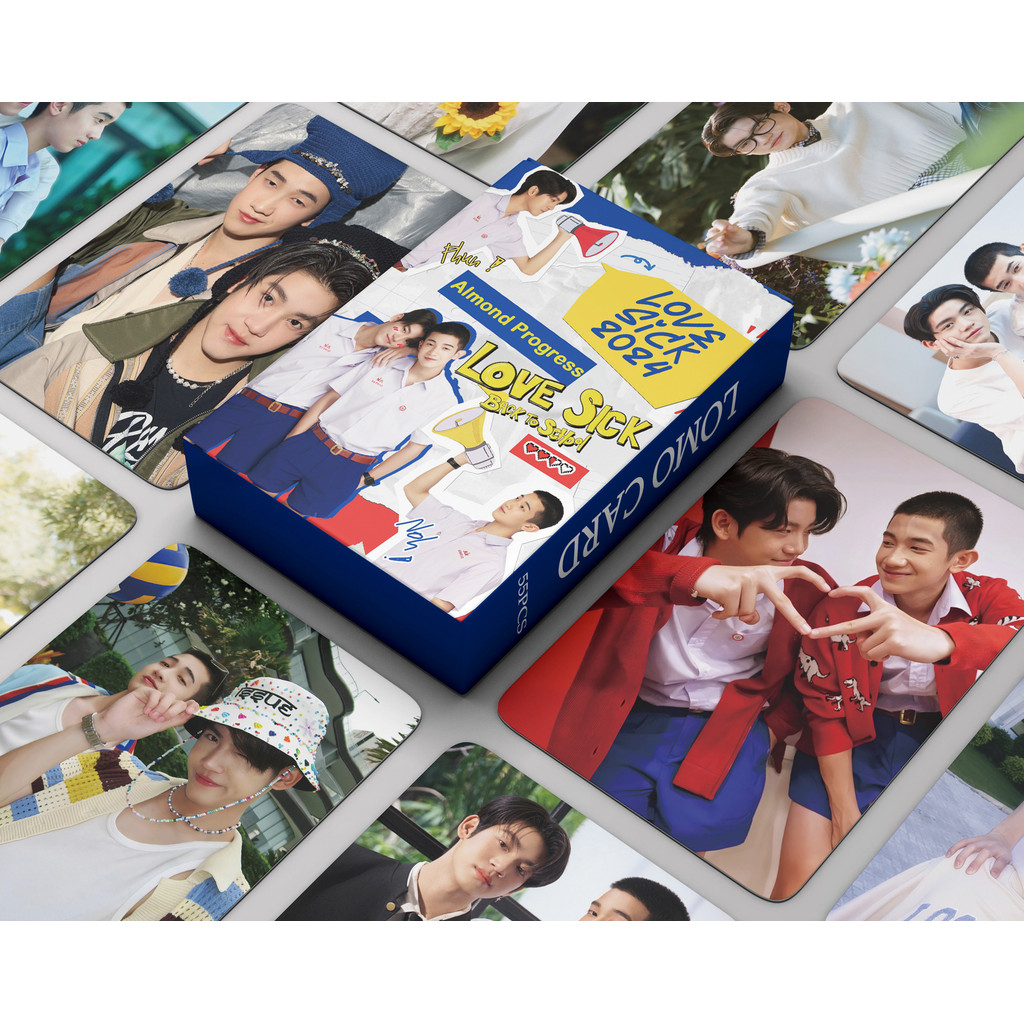 55-60pcs Love Sick 2024 Holographic Lomo Cards Almond Progress Phun Noh Photocards Thai idol ...