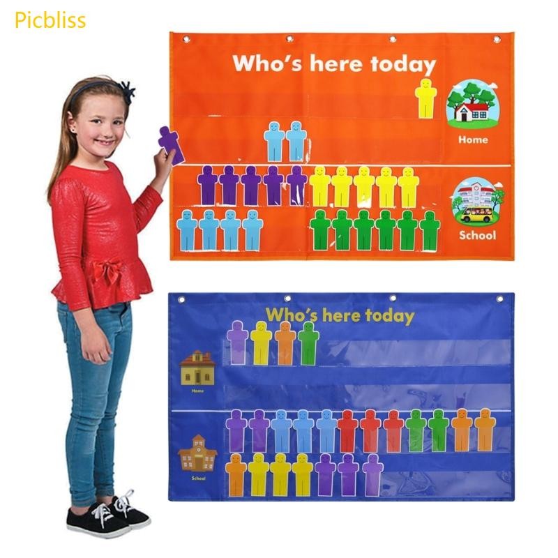 Picbliss Classroom Attendance Chart 81×48cm Chart Attendance Pocket ...