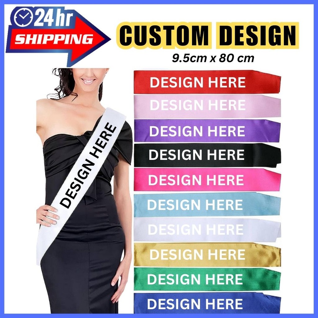 *SHIP IN 24HR* Custom Kain Selempang Colour Sash 80cm x 9cm Custom ...