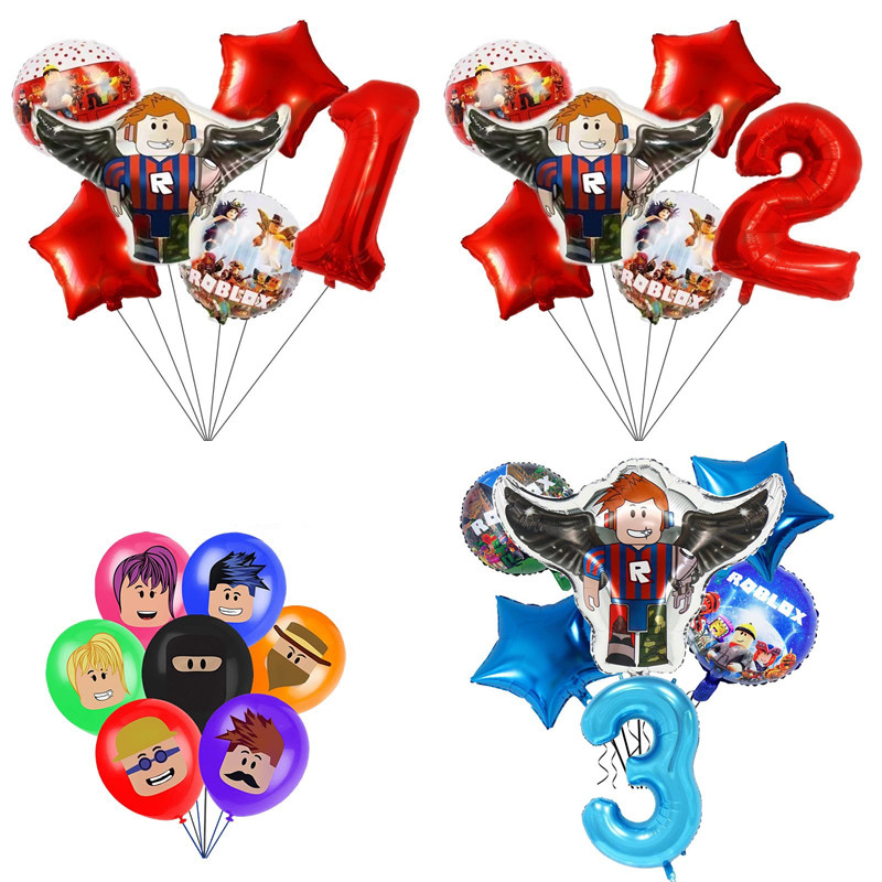 6pcs/set Roblox Foil Balloons 32inch Red Number Balloons Set Robot ...