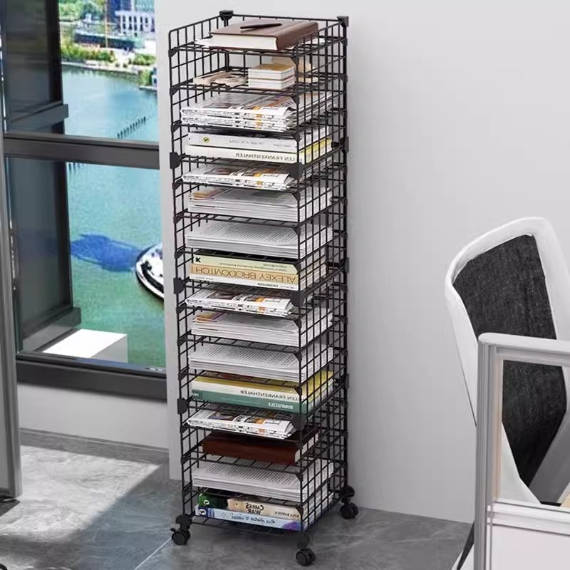 Office File Rack Horizontal Bookshelf Floor-standing Style with Pulley ...
