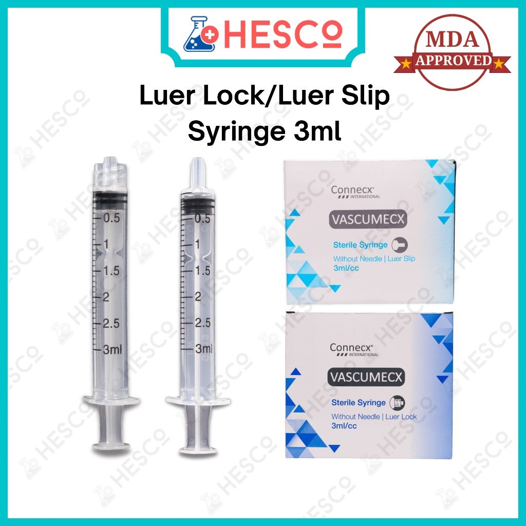 Syringe Picagari 3ml Luer Slip Luer Lock Sterile Disposable MDA Connecx 100pcs | Shopee Malaysia