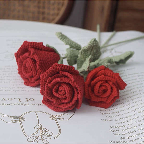 flower crochet bunga crochet bouquet bunga crochet Mawar merah mengait ...