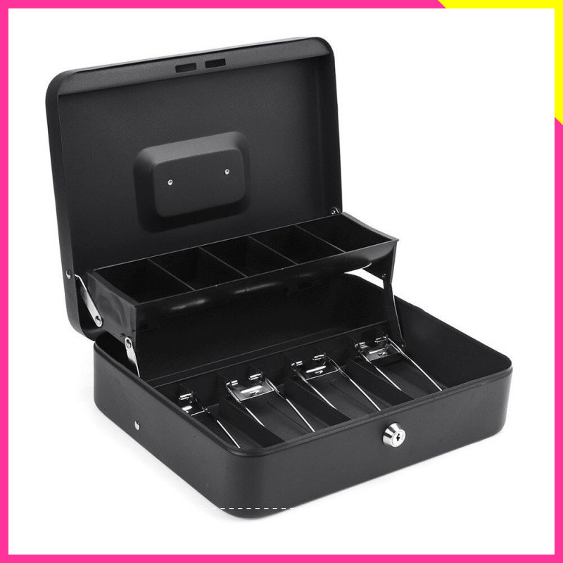 Cash Box With Lock Safety Box Storage Compartment Tray Money Box Money ...