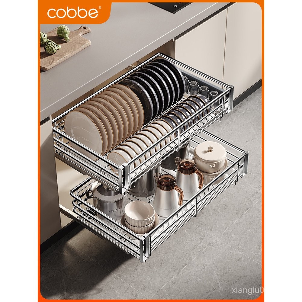 Stainless Steel Double-Layer Storage Cabinet Kitchen Cabinet Dish Rack ...