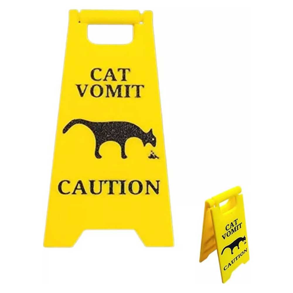 10cm Cat Vomit Sign Gift Funny Vomit Sign Bright Yellow Warning Sign ...