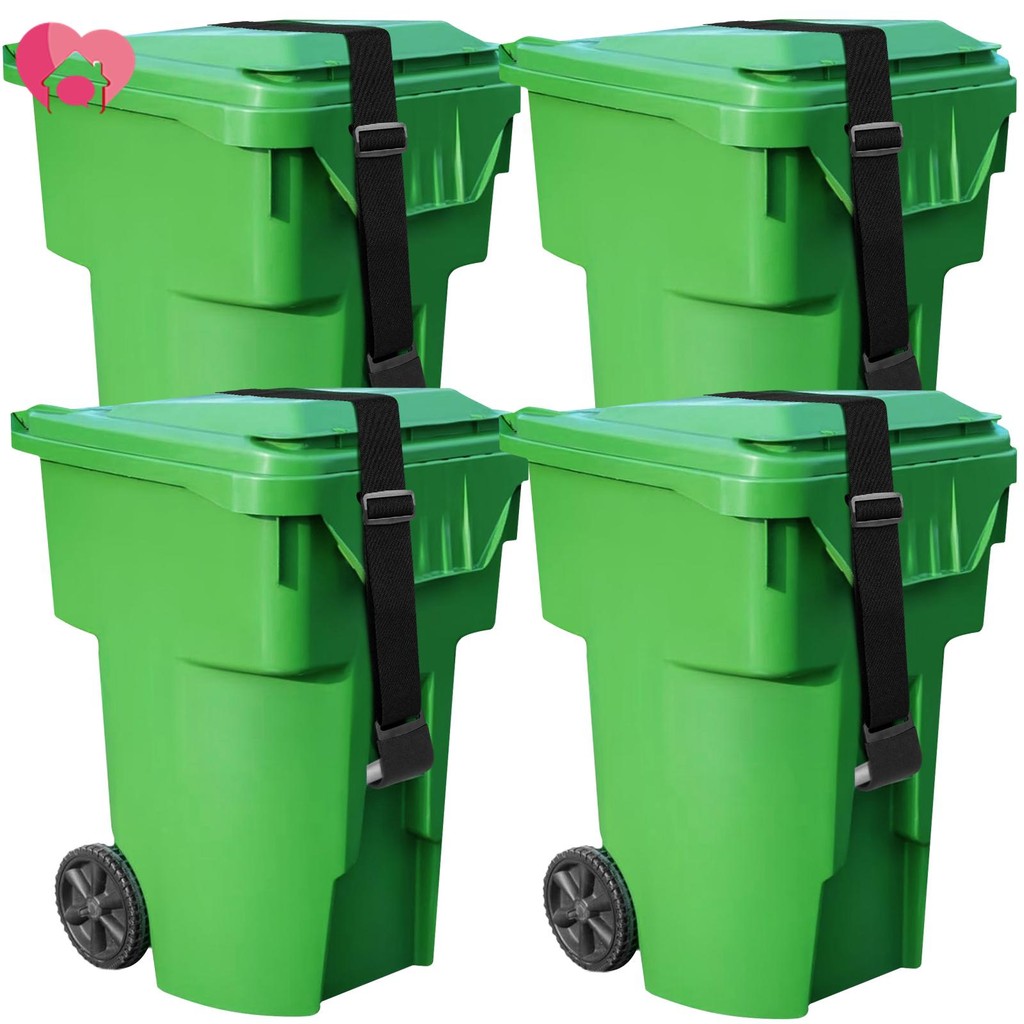 4Pcs Trash Can Lid Lock 76-130cm Length Adjustable Garbage Strap Wear ...