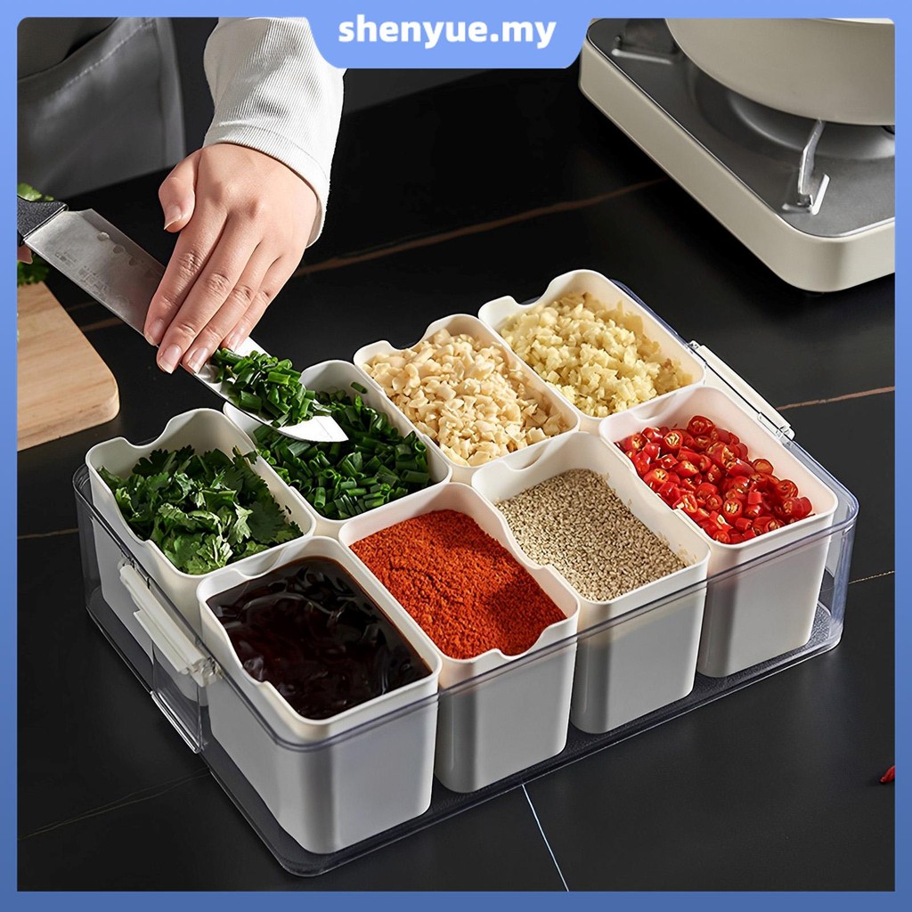 Snack Box Container 8 Compartments Divided Serving Tray with Clear Lid ...