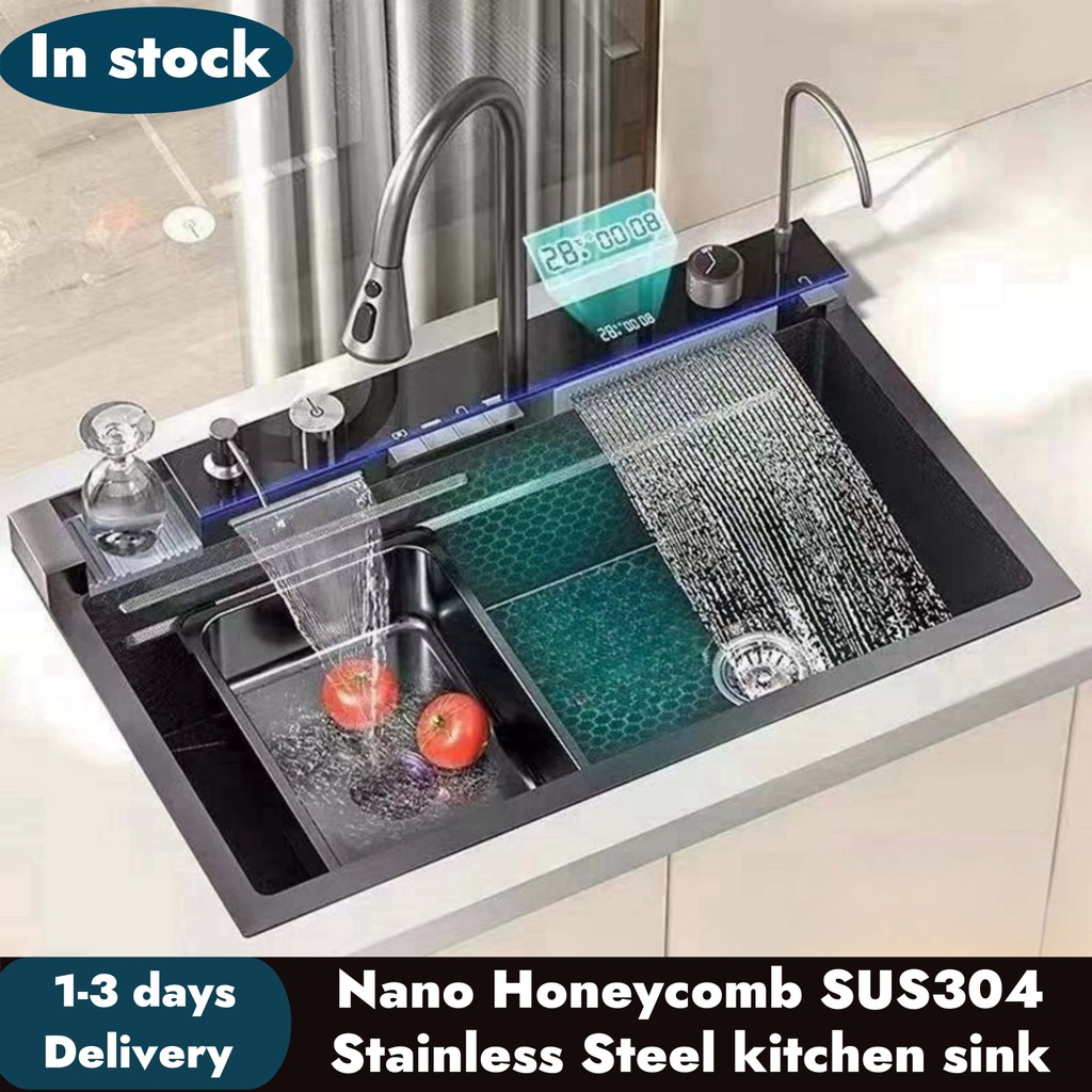 LED304 Kitchen Stainless Steel Full Set Honeycomb Sink With Faucet ...