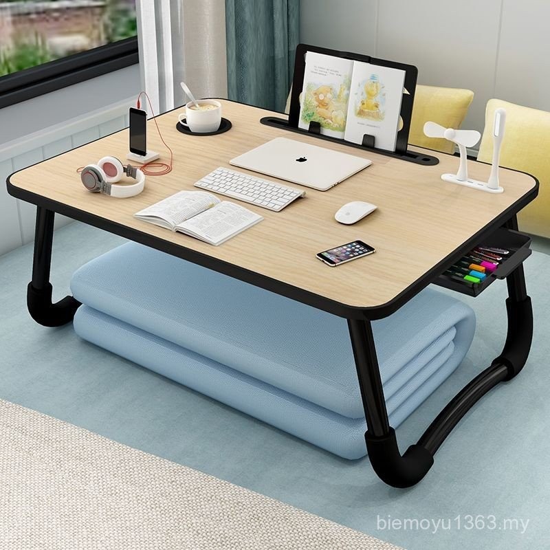 [Round Corner] Bed Folding Small Table Bed Desk Notebook Table Bed Use Bedroom Sitting Student ...