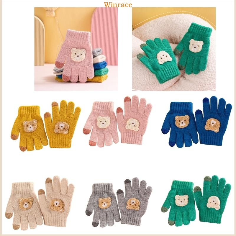 WRC Winter Warm Knitted Gloves Cartoon Bear Mittens for Kids Baby Boy ...