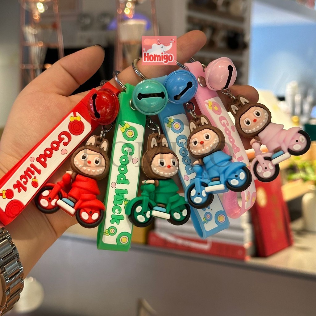 GANTUNGAN Homigo Grade A Thick Silicone Labubu Bicycle Keychain ...
