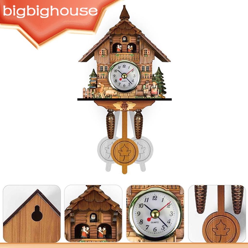 1/2 Clock Bird Antique Vintage Style Birdhouse Swing Bell Pendulum Wall ...