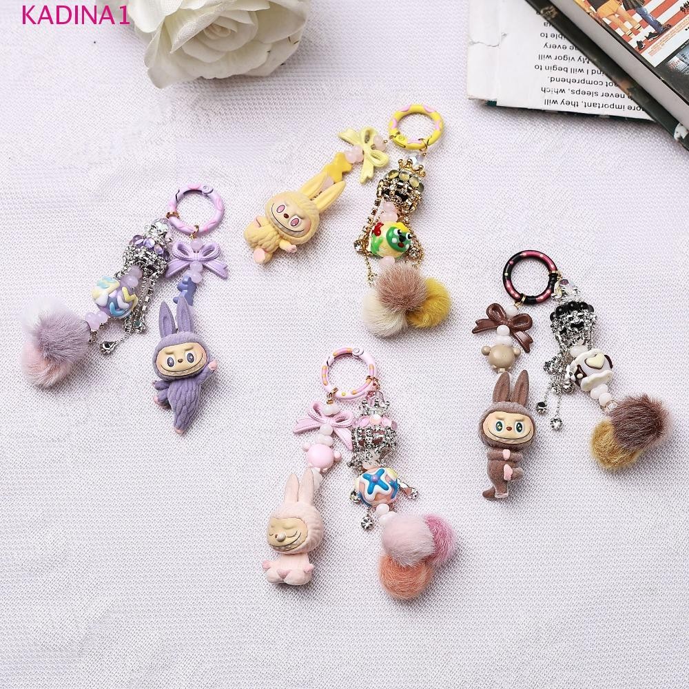 KADINA Lazy Yoga Labubu Doll, Silica Gel Plush Ball Flocking Labubu Key ...