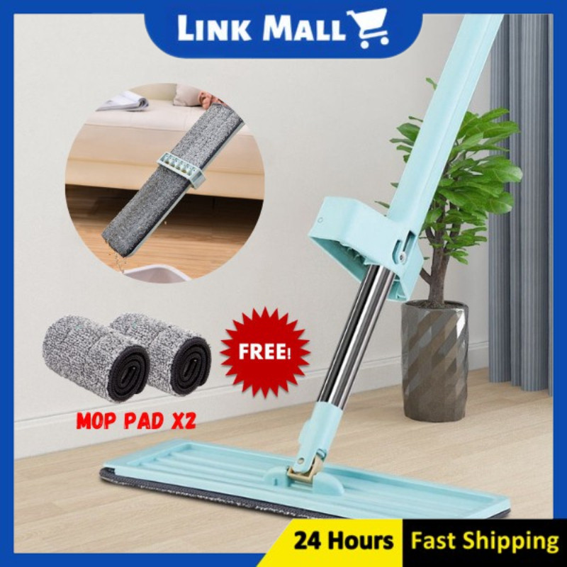 拖布 MOP LANTAI SERBAGUNA WITH FREE 2 MOP PAD, 360 SPIN ROTATE MOP, LAZY ...