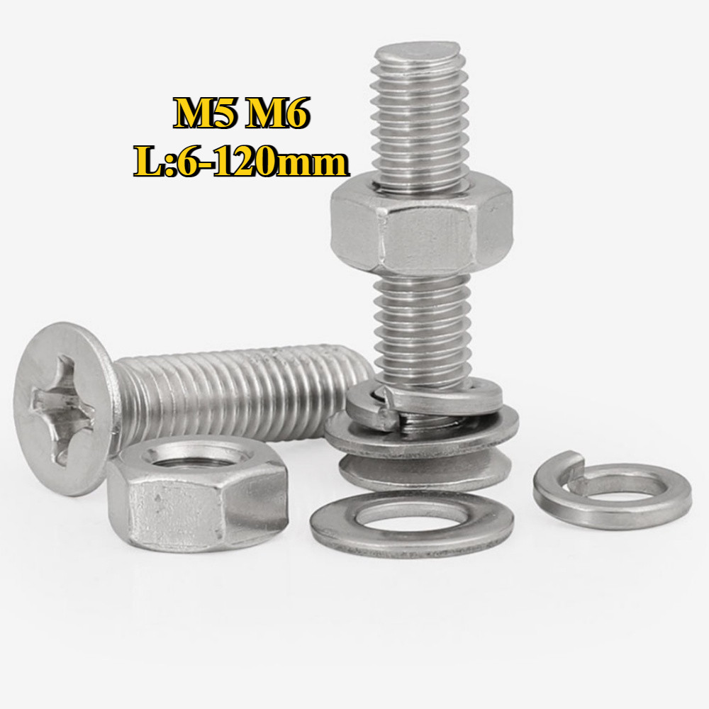 M5 M6 Phillips Countersunk Screw Nut Screw Washer Combination 304 ...