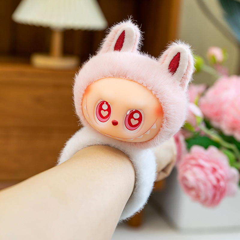 Labubu Big Head Wrist Pop Ring Vinyl labubu Plush Pendant Bubble Series ...