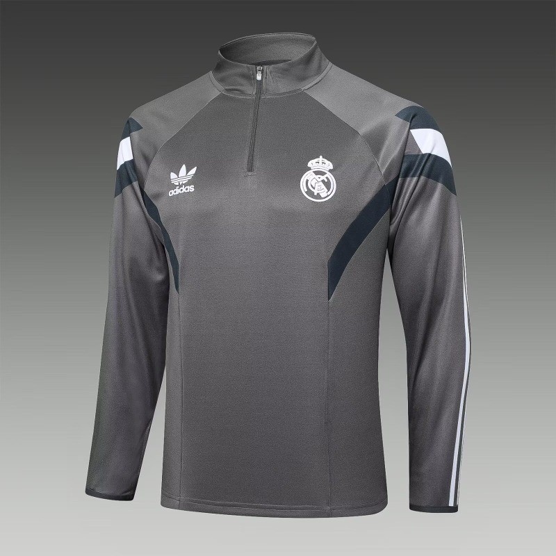 24-25 Half Pull Real Madrid Grey Vintage Edition Soccer Jersey S-XXL ...