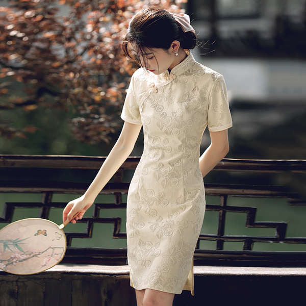 National Style Daily Retro Style Small Improved Cheongsam Lace Dress ...