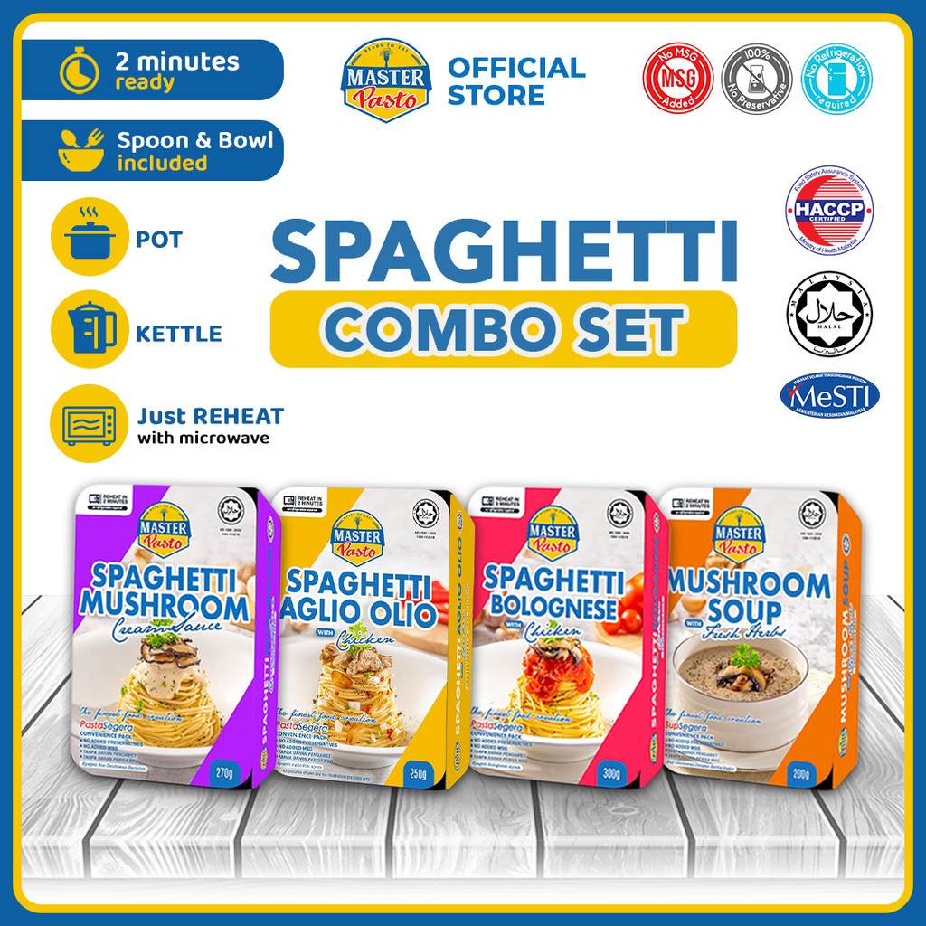 MASTER PASTO Halal Food Instant Spaghetti Bolognese Mushroom Aglio Olio ...