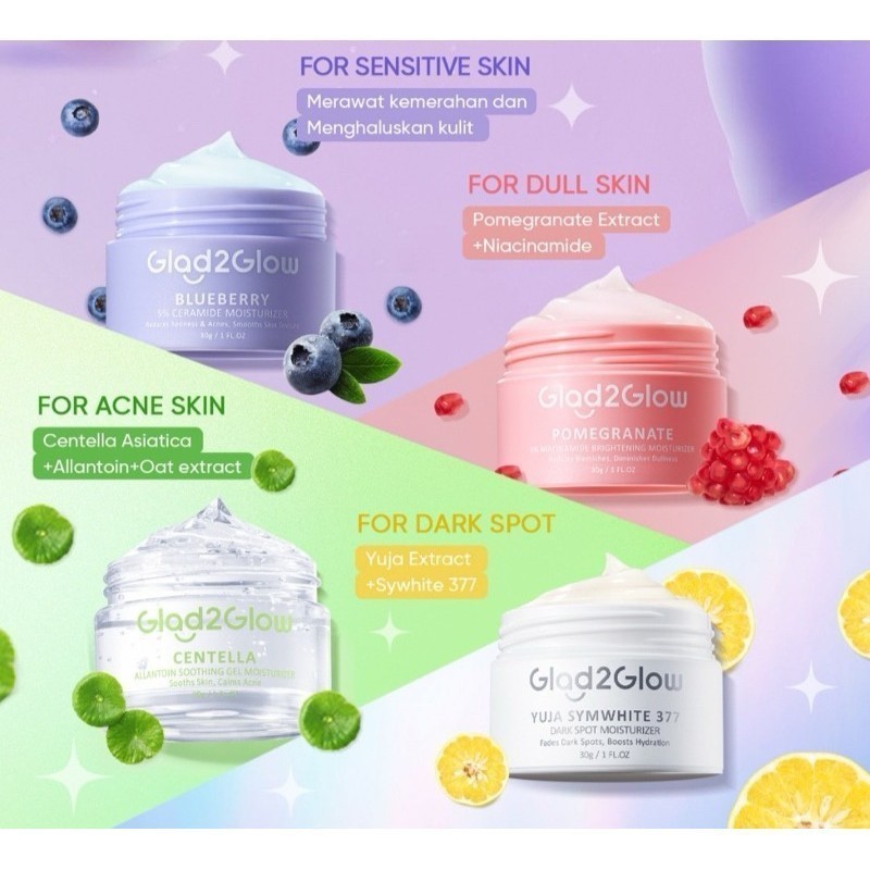 Glad2glow G2g Moisturizer Brightening Pomegranate Blueberry Centella ...