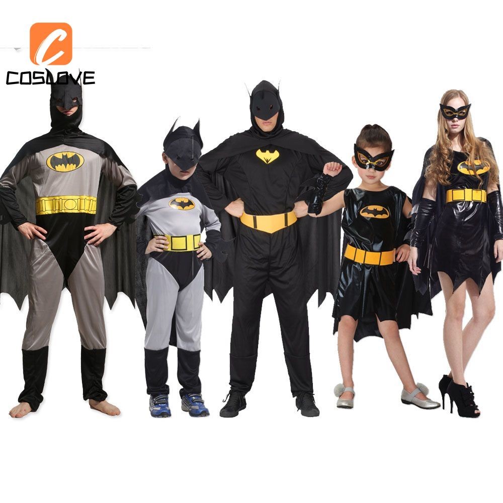 Batman Cosplay Clothing Jumpsuit Kids Adult Outfit Classic Batman ...