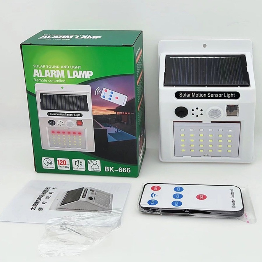 [Ready Stock] Solar Alarm Wall Light Solar Remote Control Alarm Lights ...
