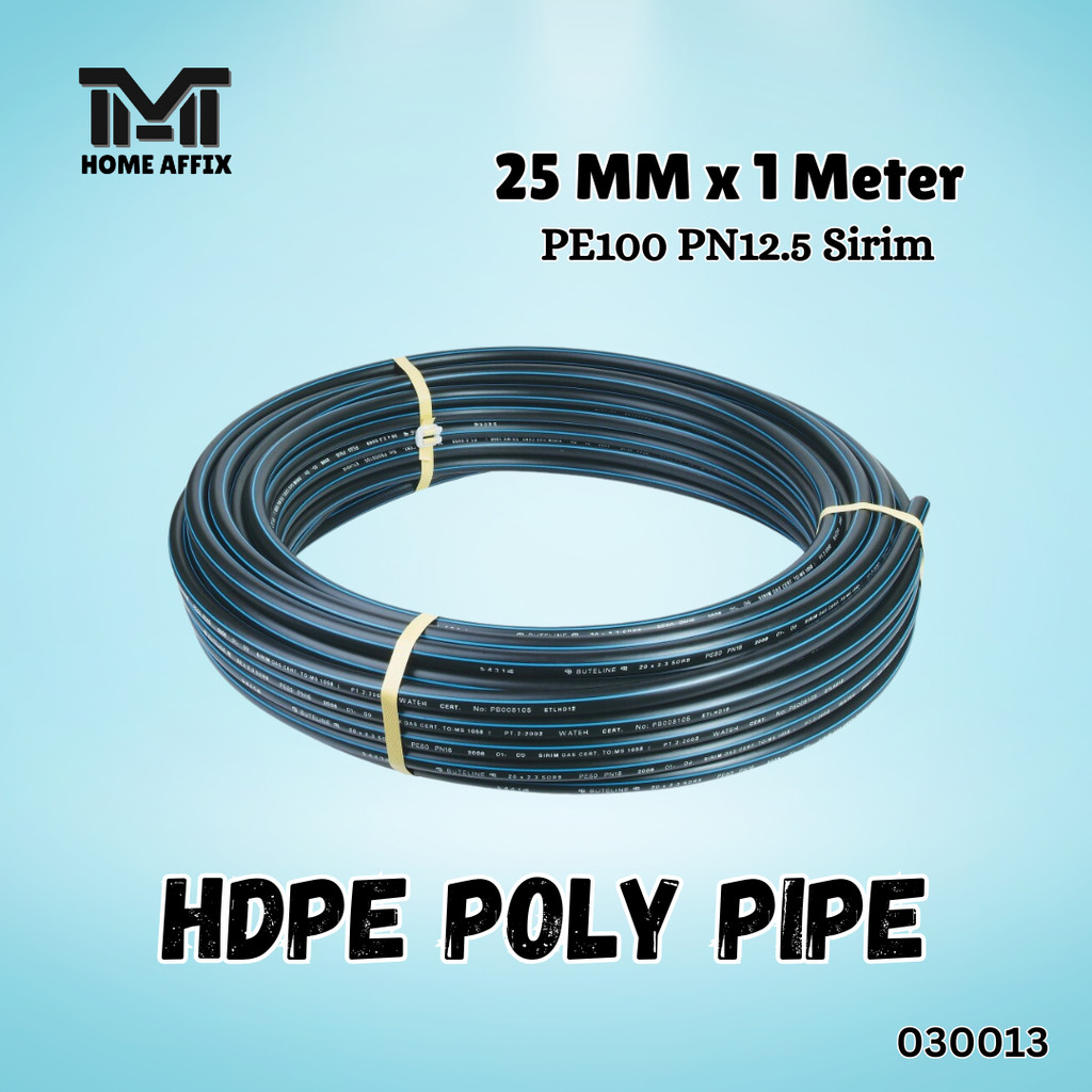 Poly pipe 25mm SIRIM PE100 / PN 12.5 Ready Stock Price/meter | Shopee ...