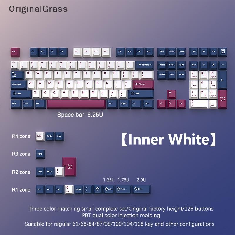 [OriginalGrass] 126 Keys Double Shot Keycap PBT Cherry Mechanical Game ...