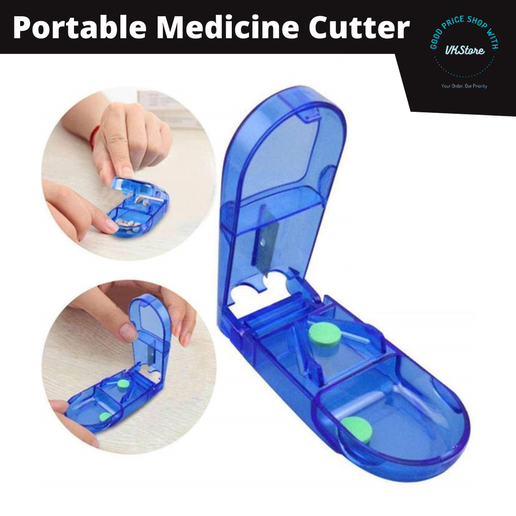 Portable Pill Cutter Box Tablet Splitter with Storage Compartment ...